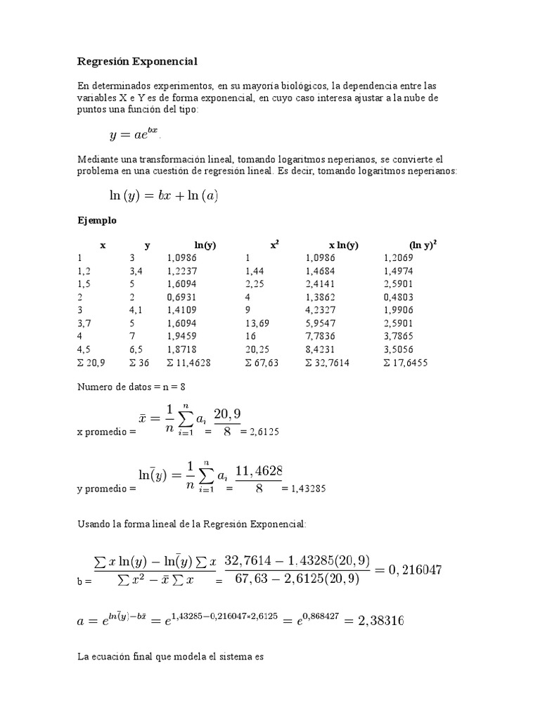 Modelo de Regresión Exponencial | PDF | Análisis de regresión | Logaritmo
