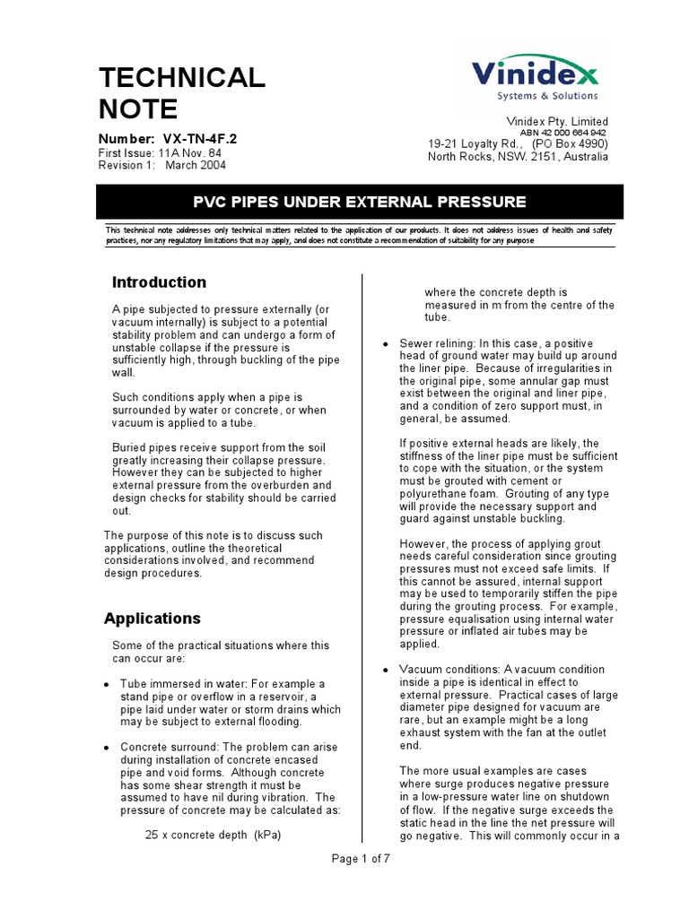 PVC Pipe Collapse Pressure Guidelines | PDF | Buckling | Pipe (Fluid ...