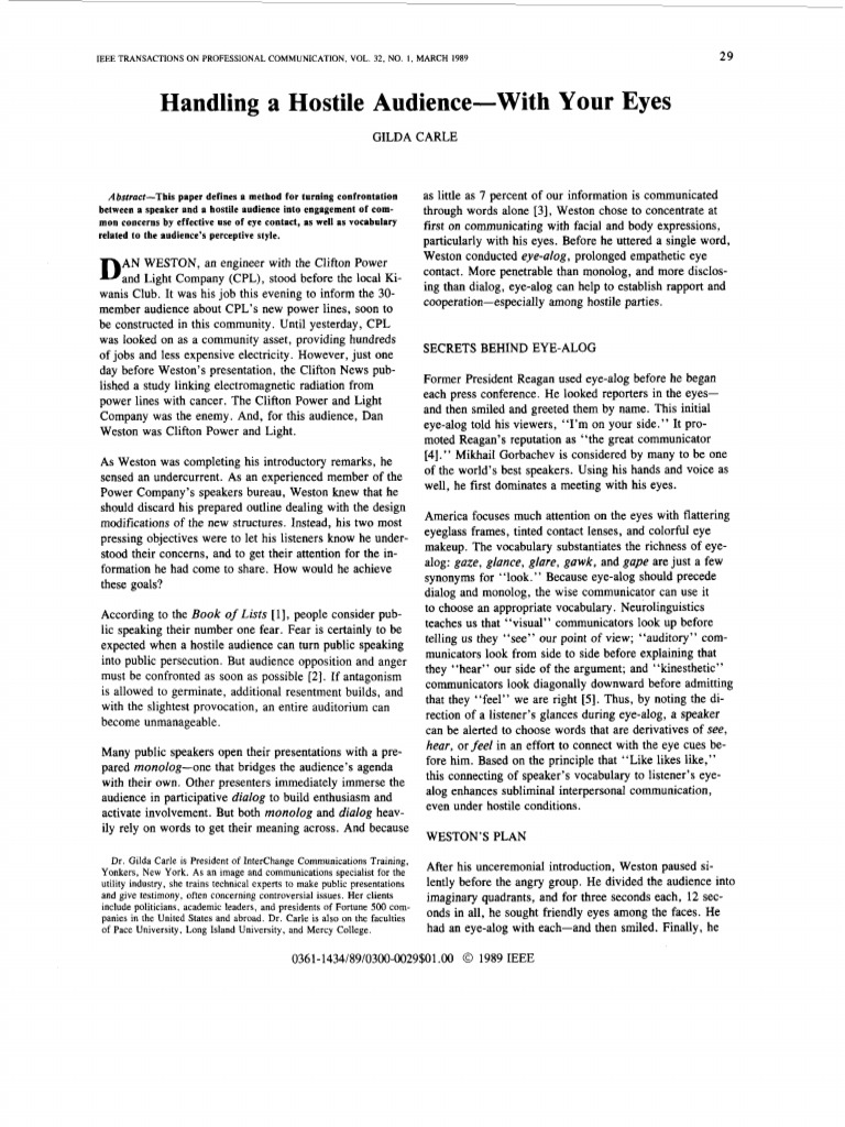 Turning Confrontation into Engagement with Eye Contact | PDF | Public ...