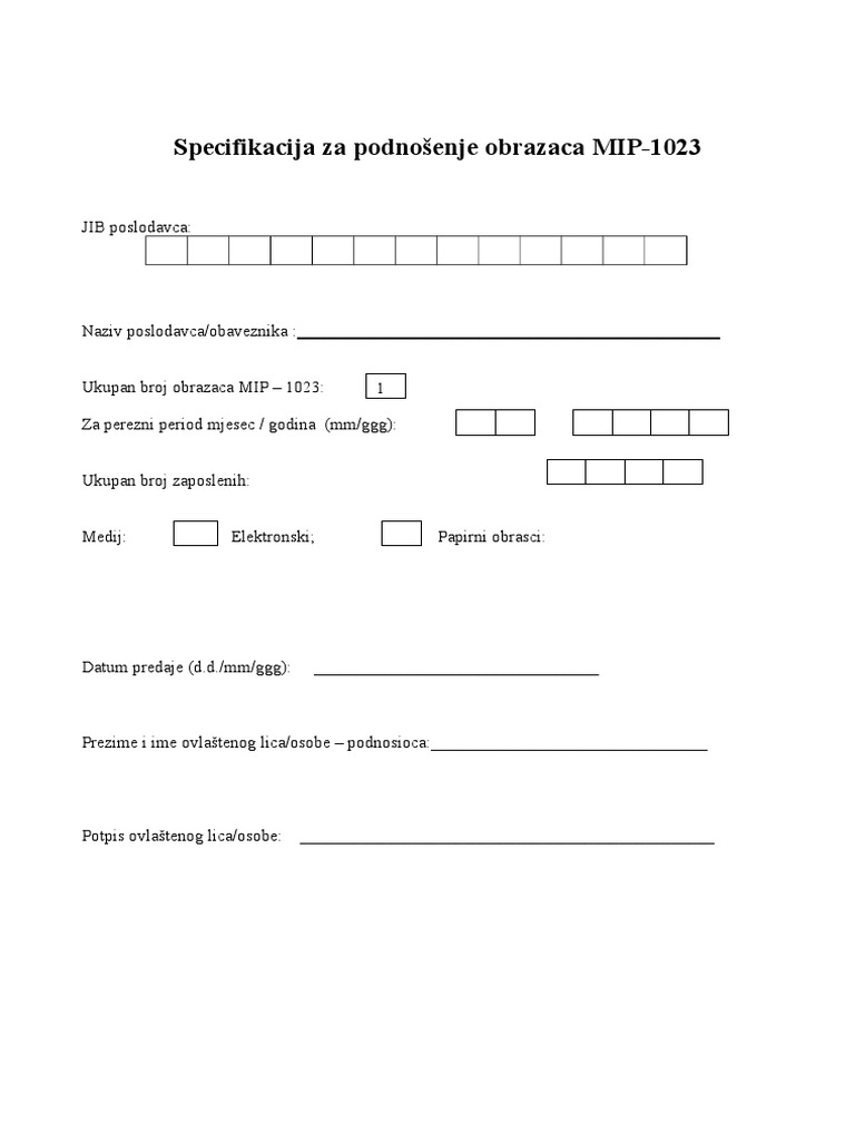 SPECIFIKACIJA MIP - 1023 Word | PDF