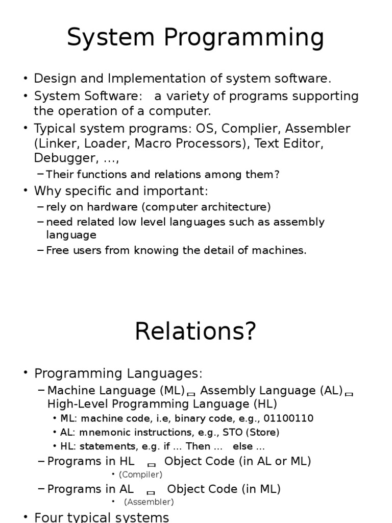 System Programing Introduction Pdf Instruction Set Assembly Language