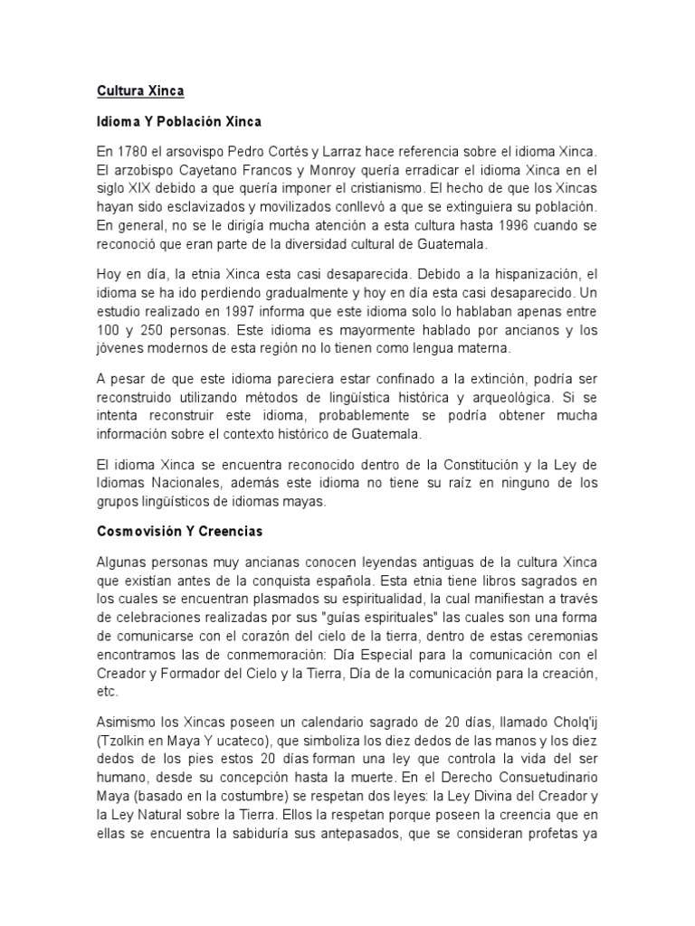 Cultura Xinca | PDF | Guatemala | Pueblos indígenas de América Central