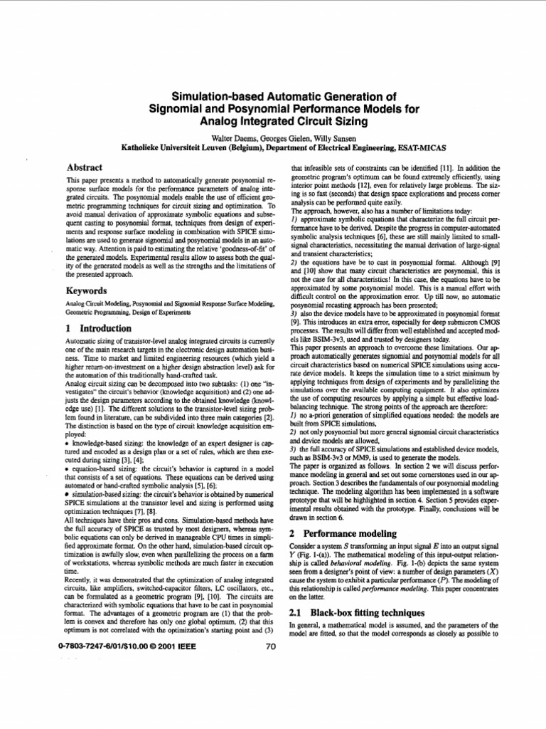 Simulation-Based Automatic Generation Signomial and Posynomial Performance Models Analog ...