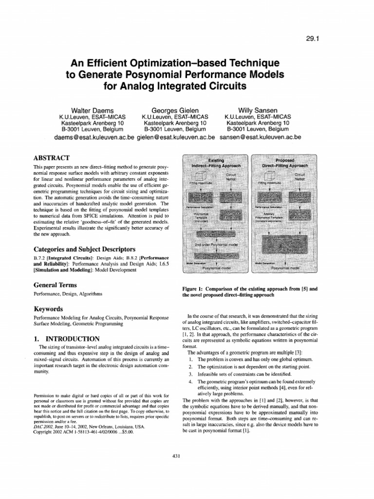 An Efficient Opt M Izat Ion-Based Technique To Generate Posynomial Performance Models For Analog ...