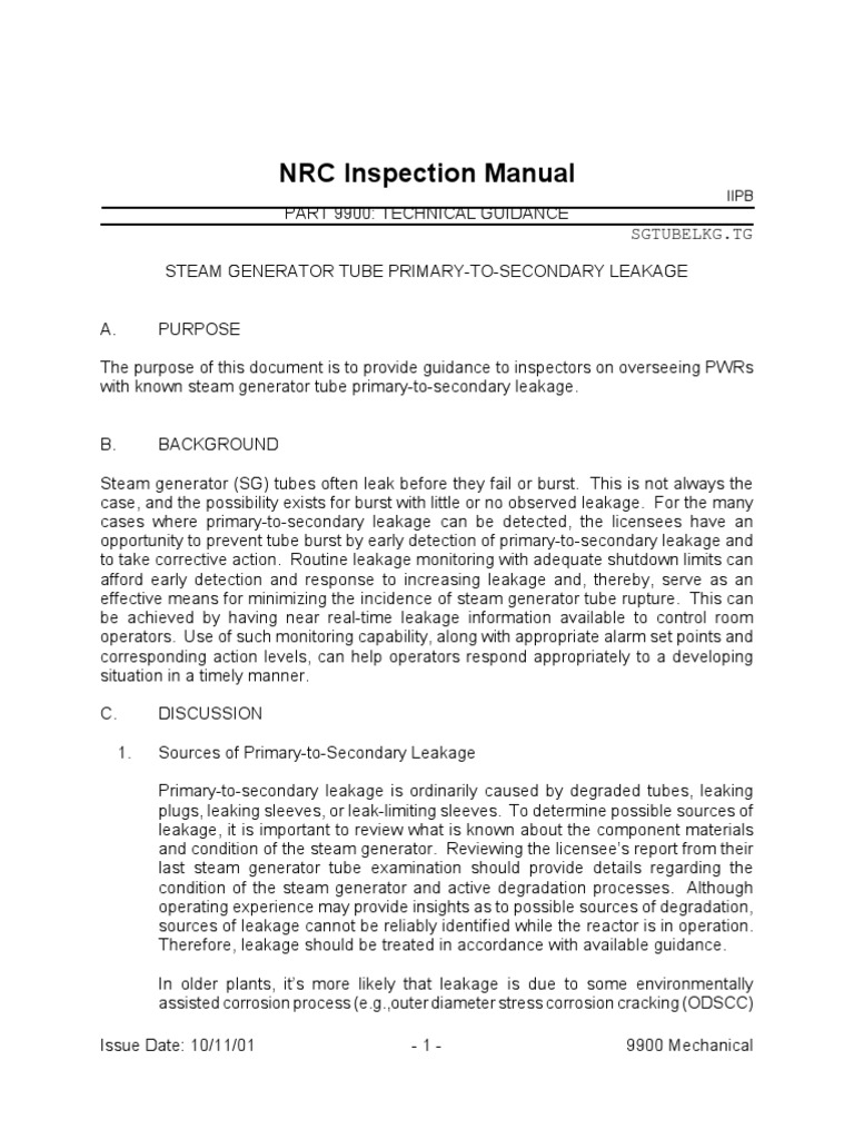NRC Inspection Manual | PDF | Nuclear Regulatory Commission | Leak