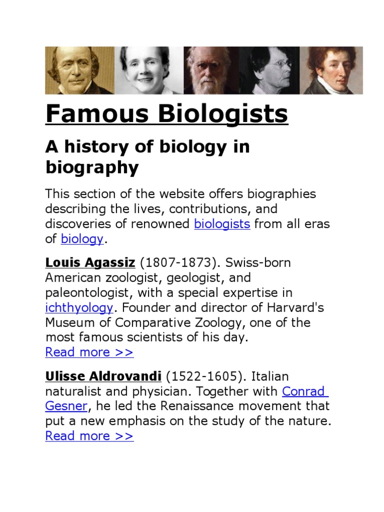 Famous Biologists | Download Free PDF | Biology | Natural History