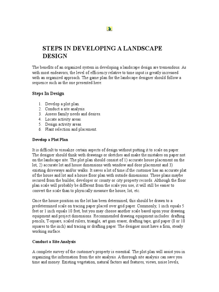 Steps in Developing A Landscape Design | PDF | Soil | Trees