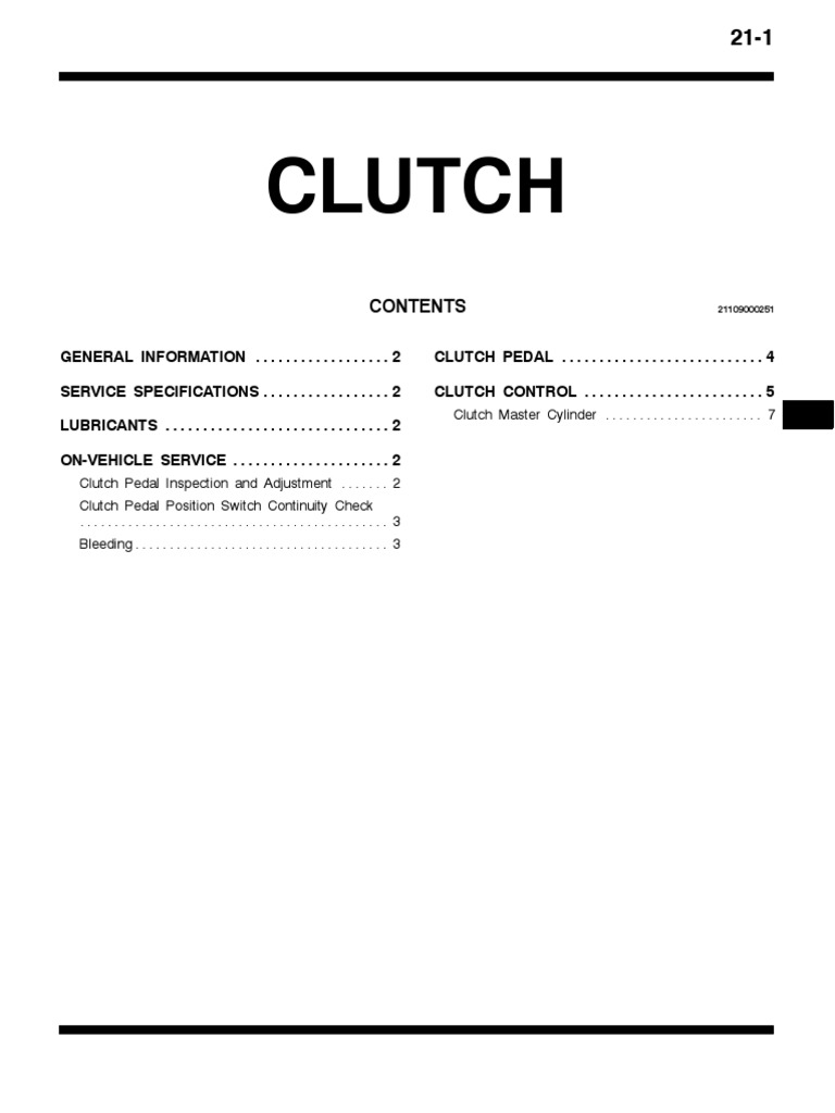 Mitsubishi Pajero Workshop Manual 21 - Clutch | PDF | Off Road Vehicles
