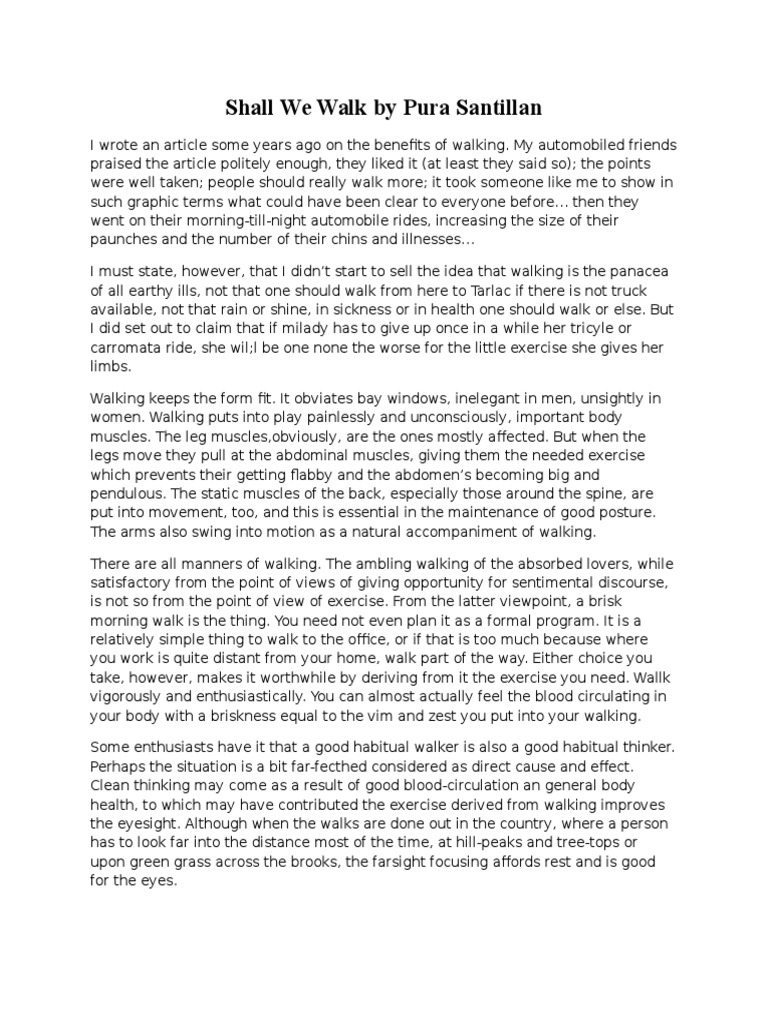 Shall We Walk by Pura Santillan | PDF | Walking | Philippines