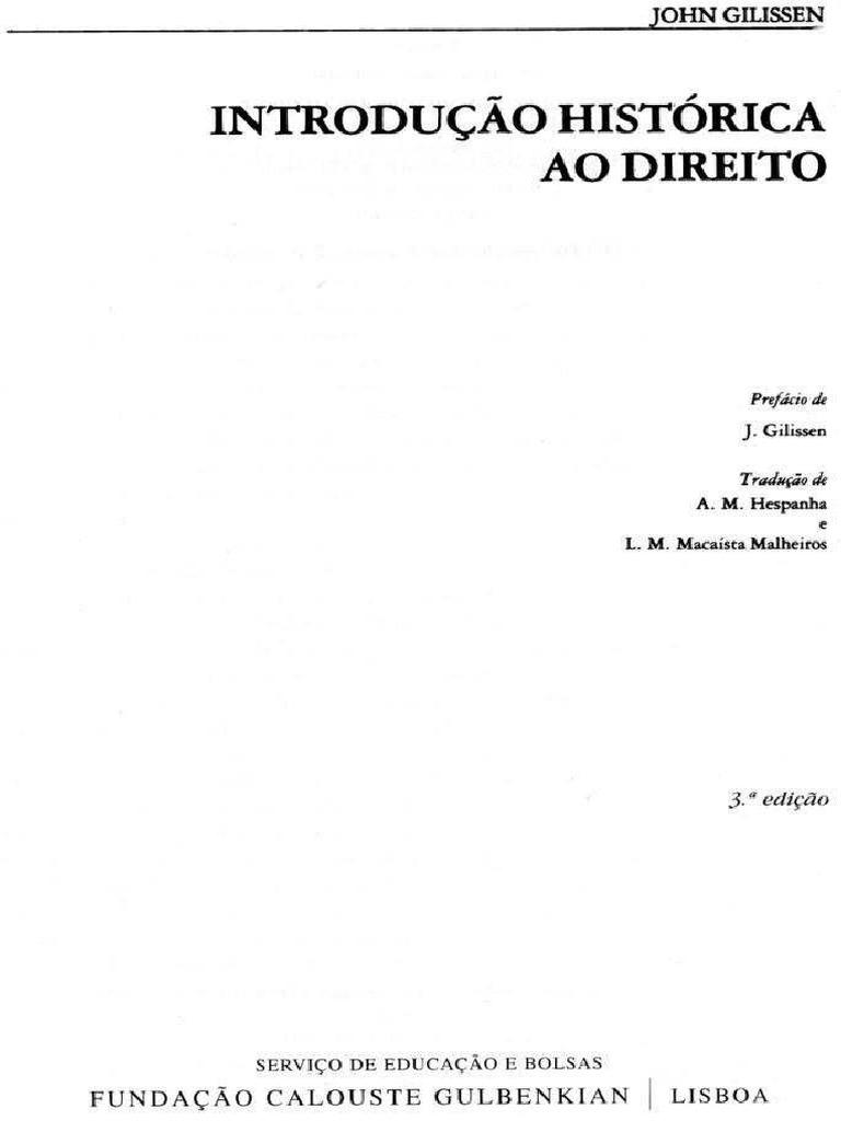 Introdução Histórica Ao Direito - John Gilissen PDF | PDF