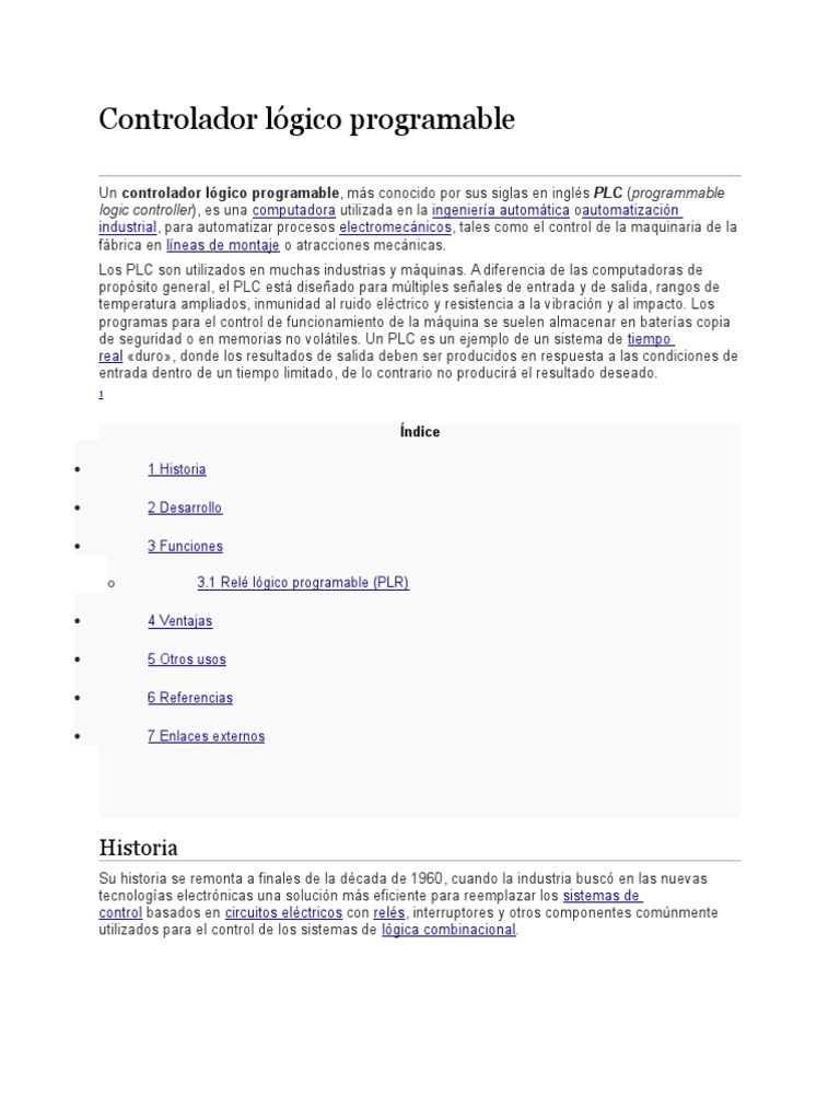 Introducción a los Controladores Lógicos Programables | PDF ...