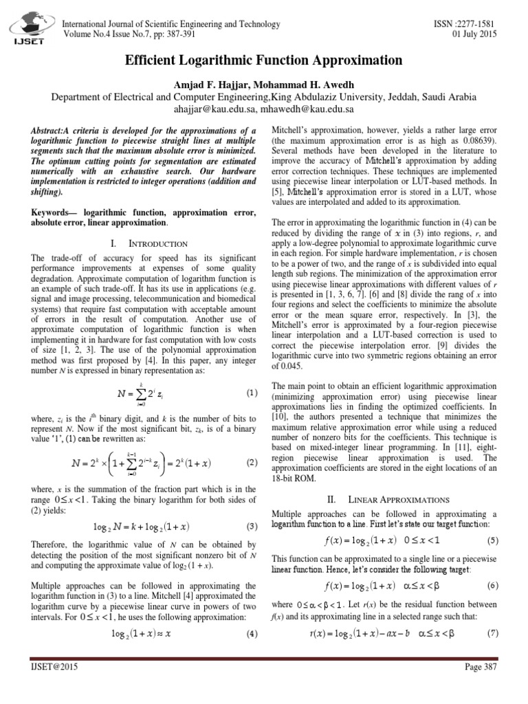 Efficient Logarithmic Function Approximation | Logarithm | Norm ...