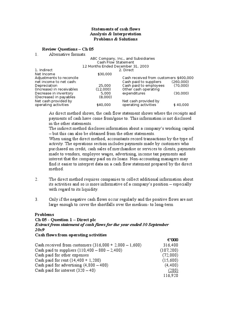 Tutorial 1 34 Problems Solutions | PDF | Cash Flow Statement | Working ...