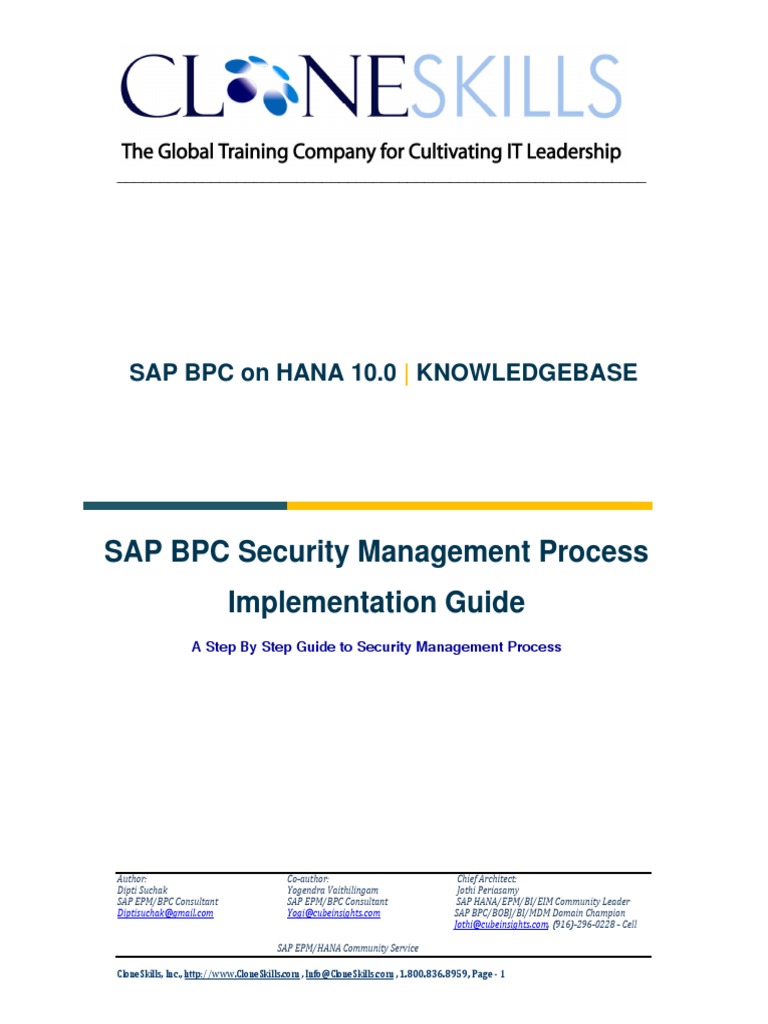 SAP BPC Security Management Process Implementation Guide | PDF | Sap Se ...
