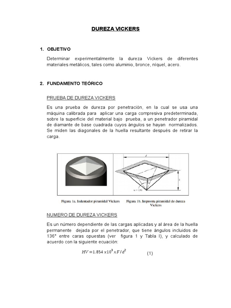 Dureza Vickers | PDF | Dureza | Medición