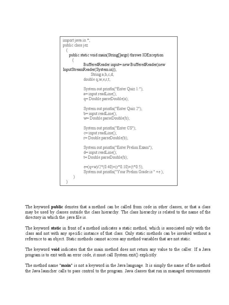 Parts of A Java Program | PDF | Java (Programming Language) | Parameter (Computer Programming)