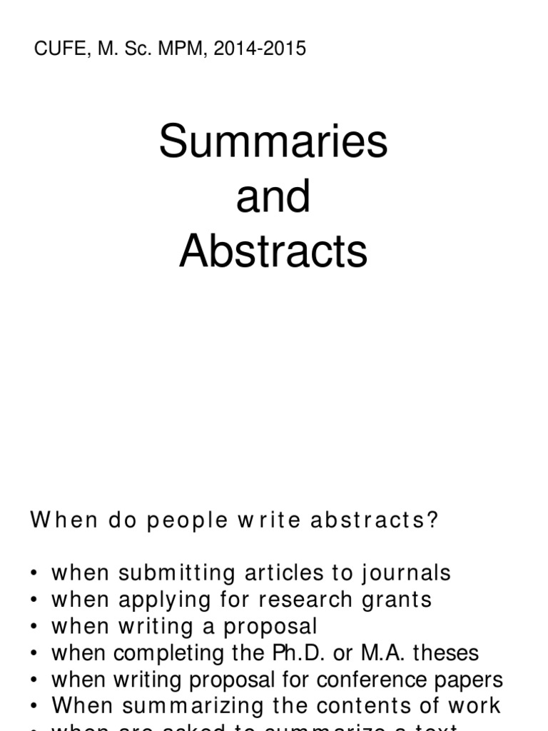 06-Summaries Abstract1 | PDF | Abstract (Summary) | Thesis