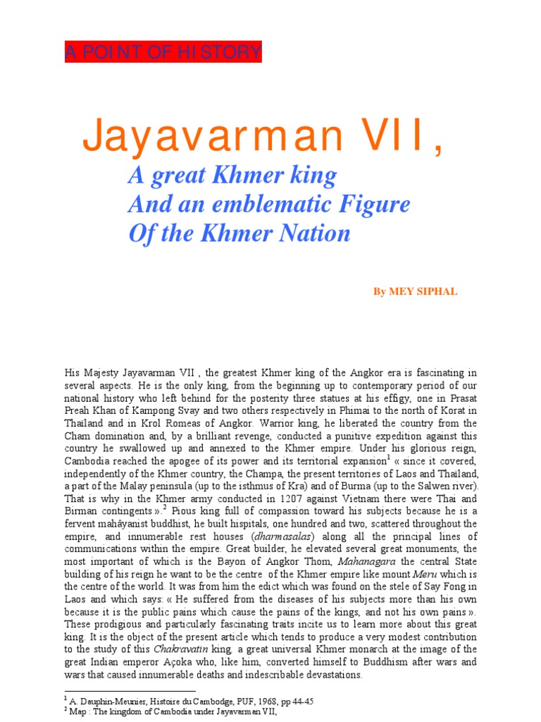 Jayavarman VII Great Khmer King and An Emblematic Figure of The Khmer ...