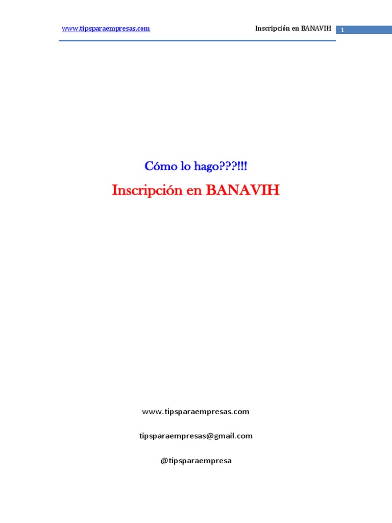 Guía de Inscripción en BANAVIH | PDF | Bancos | Business