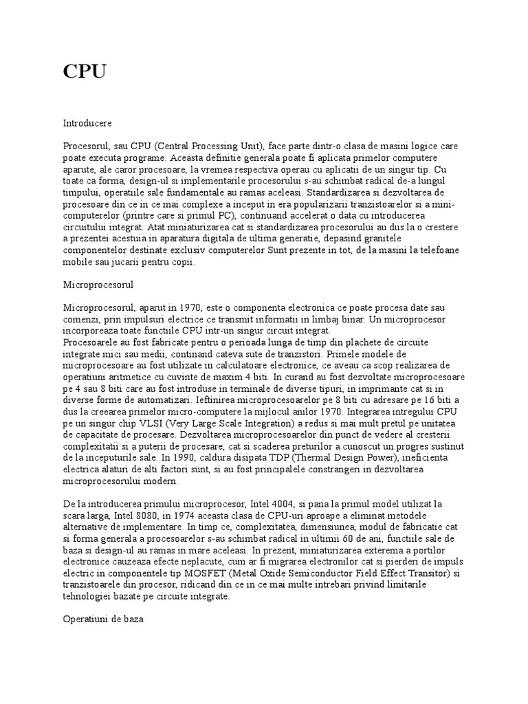 Descriere Procesoare | PDF