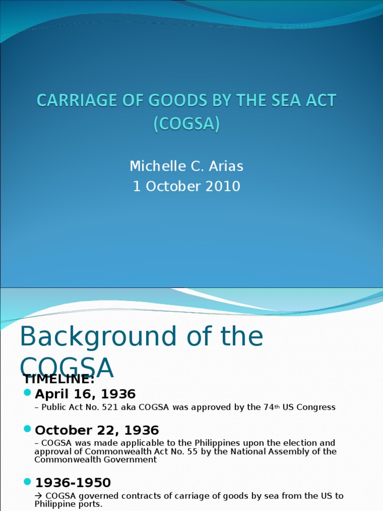 COGSA | PDF | Bill Of Lading | Cargo