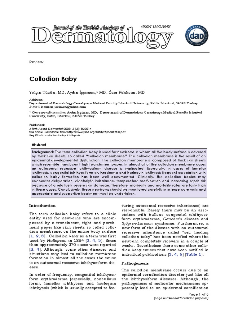 Collodion Baby: eISSN 1307 - 394X | PDF | Skin | Dermatology