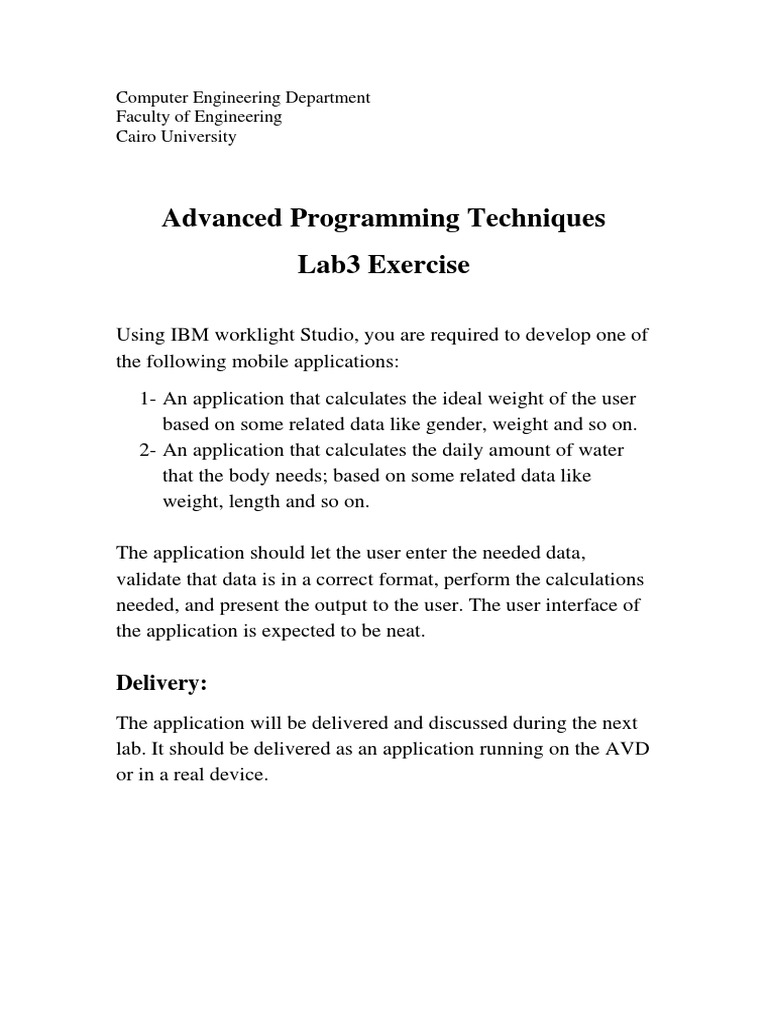 Advanced Programming Techniques Lab3 Exercise: Delivery | PDF