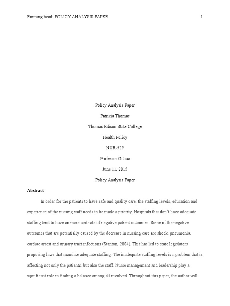 Policy Analysis Paper | PDF | Nursing | Hospital