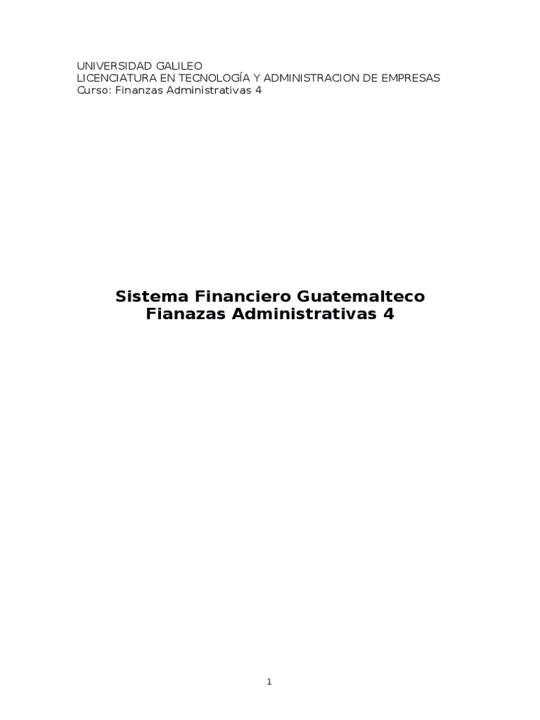 Sistema Financiero Guatemalteco PDF | PDF | Sistema financiero | Bancos