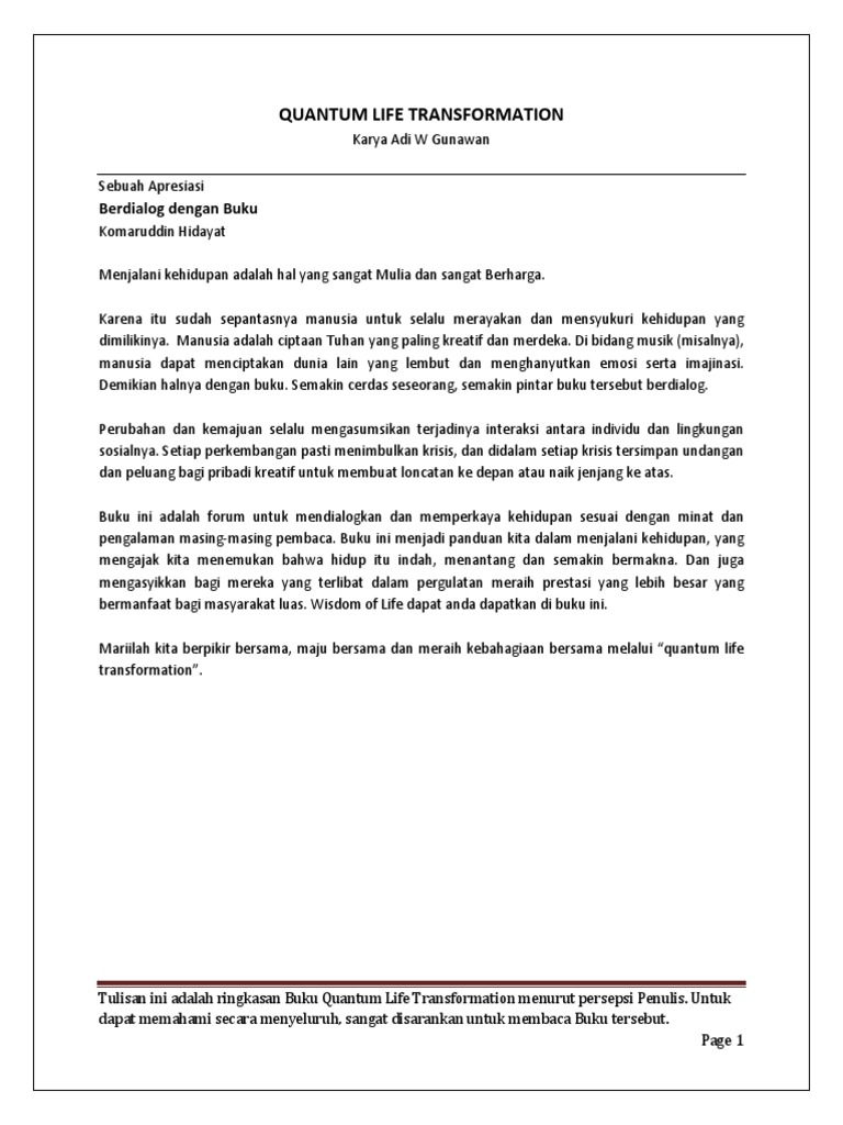 Summary Quantum Life Transformation | PDF
