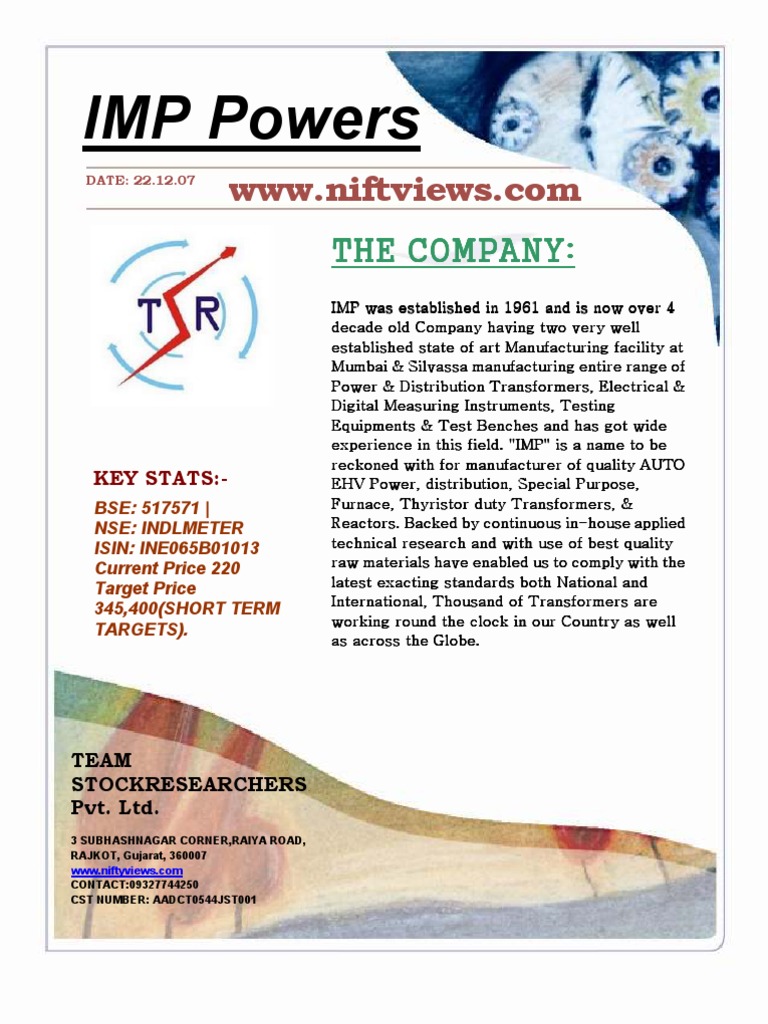 Imp Powers DATED 22-12-2007 | PDF | Securities (Finance) | Transformer