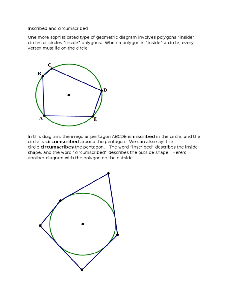 Inscribed and Circumscribed Polygons | PDF | Circle | Triangle