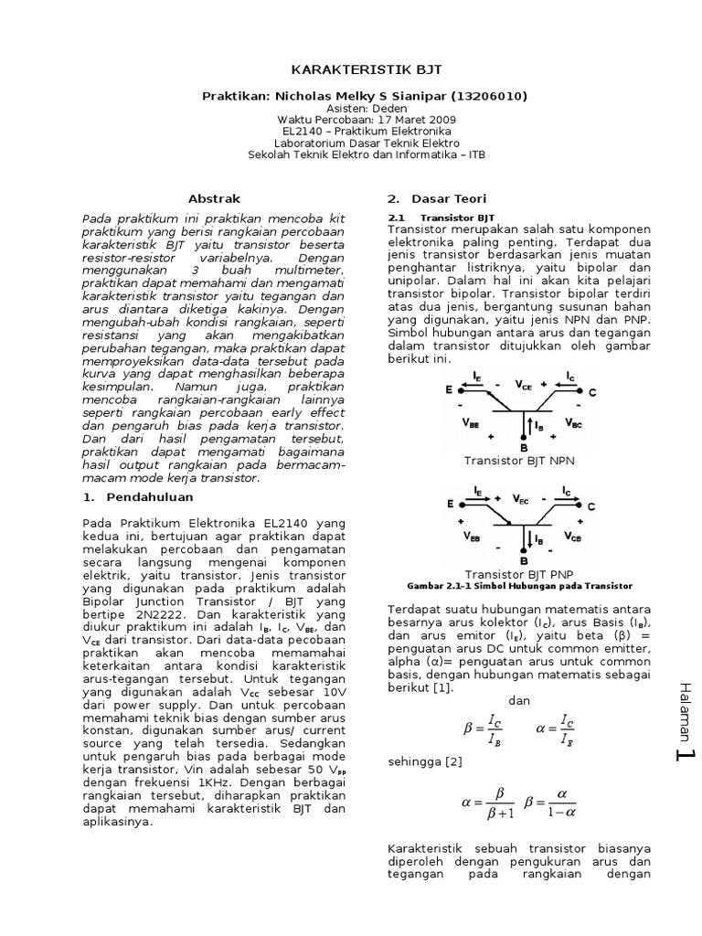 Bjt Bipolar Junction Transistor Merupakan Jenis Transistor BJT