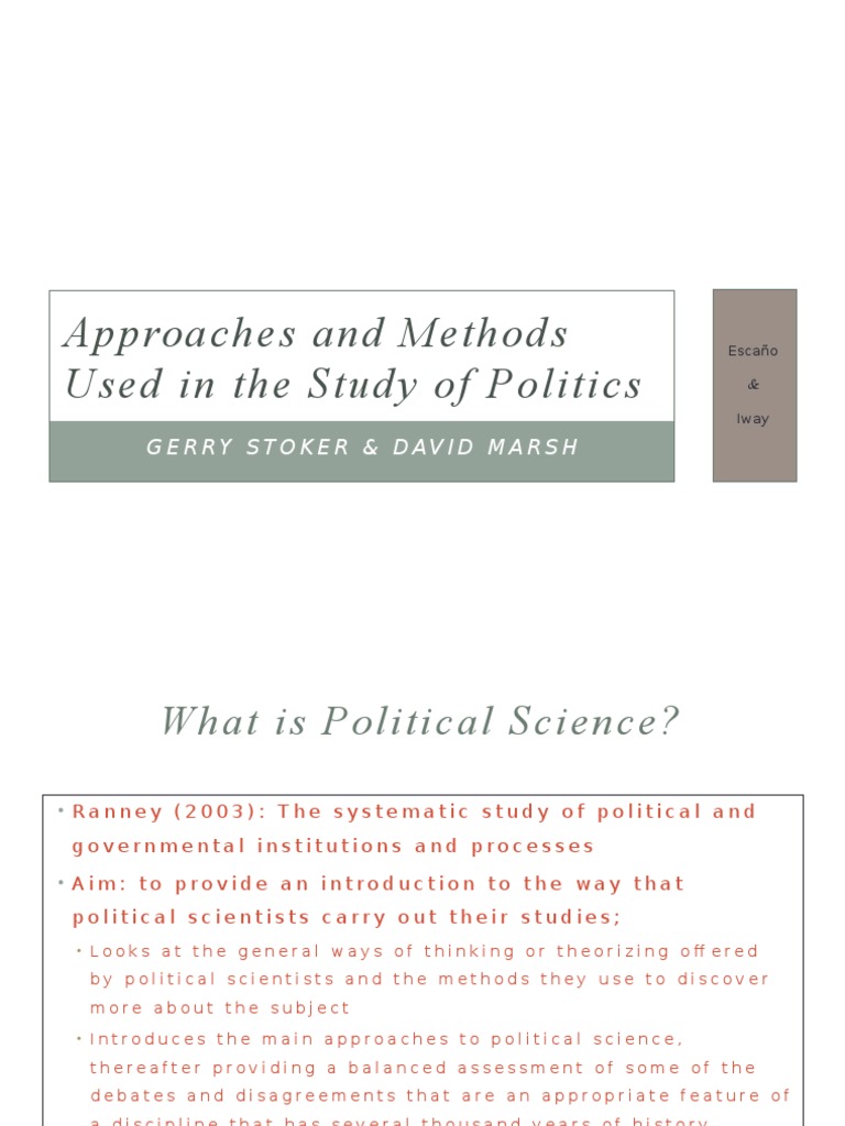 Approaches and Methods Used in The Study of Political Science | PDF ...