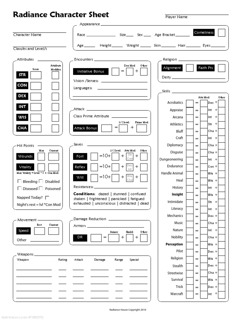 Character Sheet | PDF | Computers
