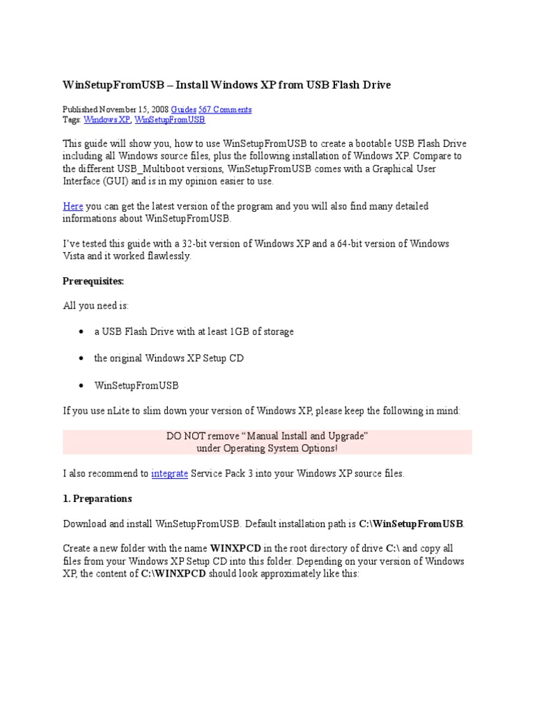 A Detailed Guide to Installing Windows XP from a USB Flash Drive Using ...