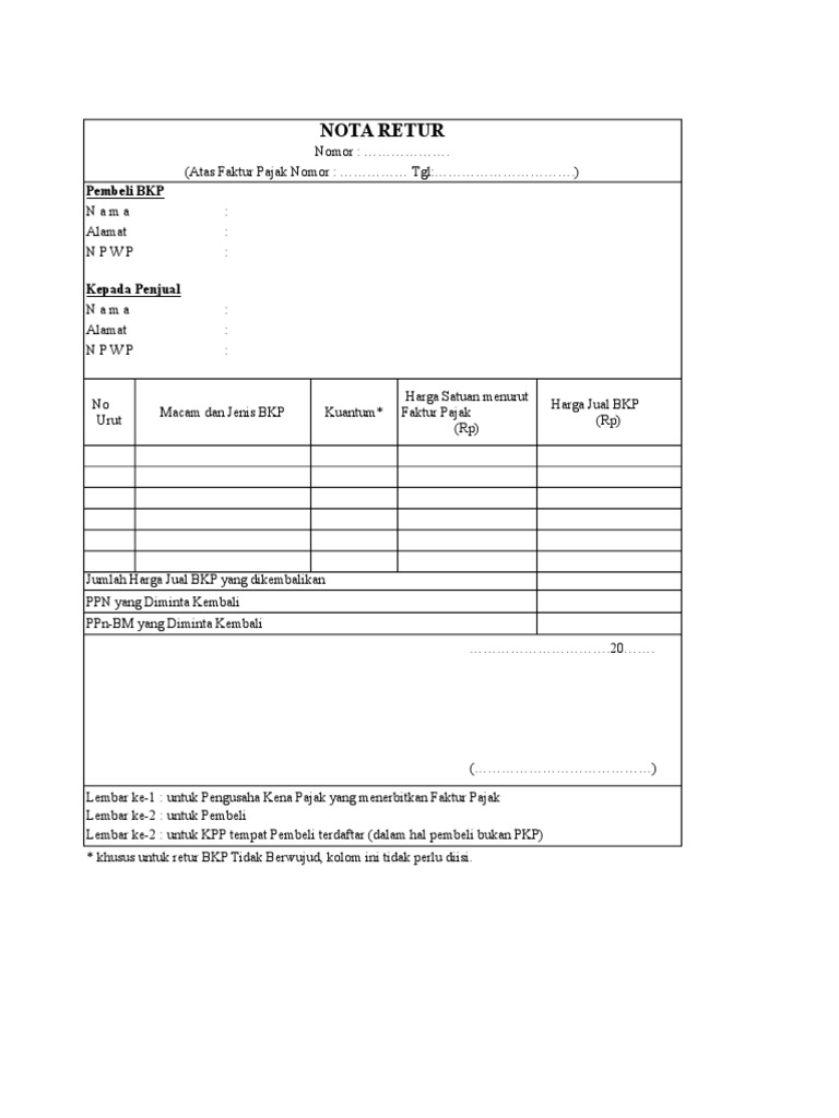 Nota Retur dan Pembatalan Pajak | PDF