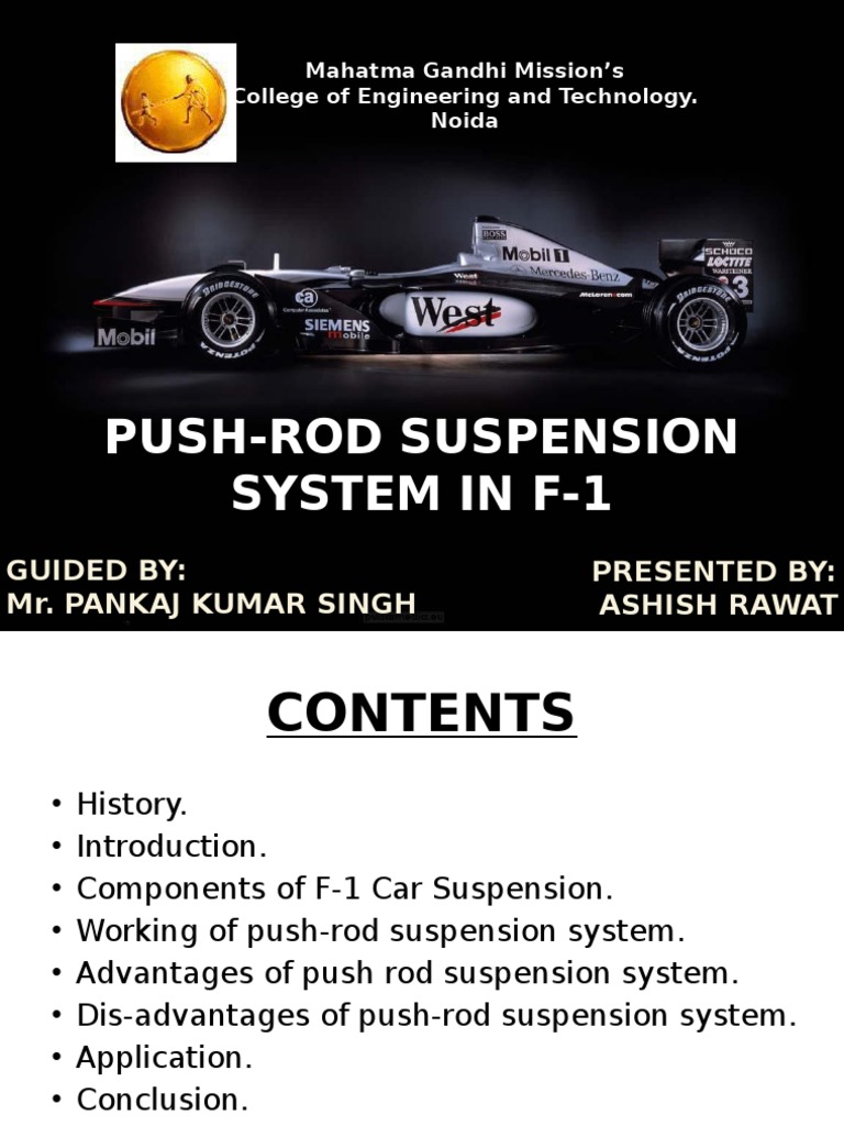 F1 Push-Rod Suspension Overview | PDF | Suspension (Vehicle) | Wheeled ...