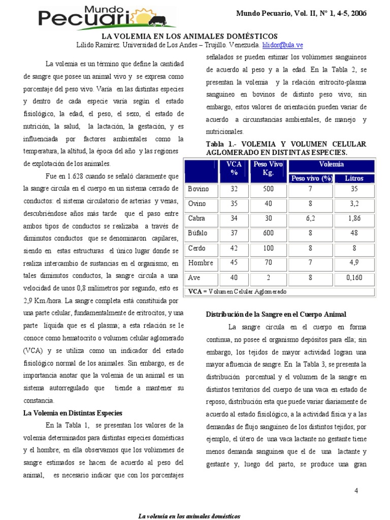Volemia PDF | PDF | Sangre | Anatomia animal