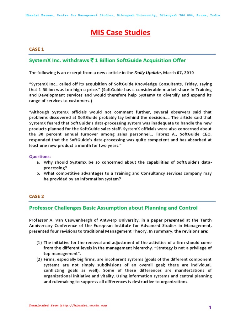 mis_case_studies.pdf | Customer Relationship Management | Enterprise ...