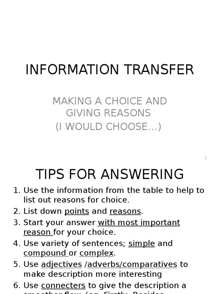 Information Transfer English UPSR | Food And Drink | Food & Wine