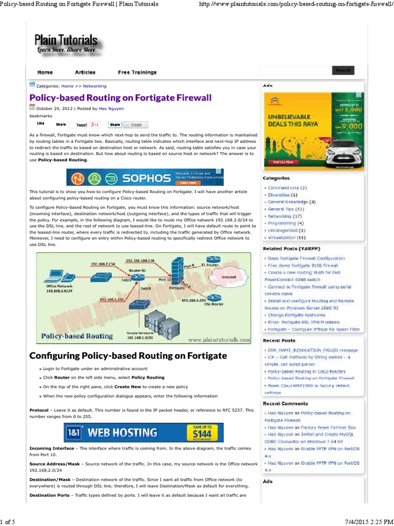 Policy-Based Routing On Fortigate Firewall - Plain Tutorials PDF | PDF ...