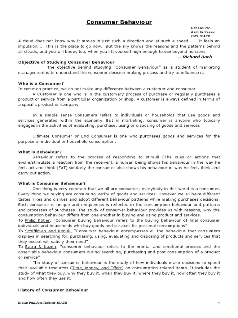Consumer Behaviour | PDF | Consumer Behaviour | Behavior