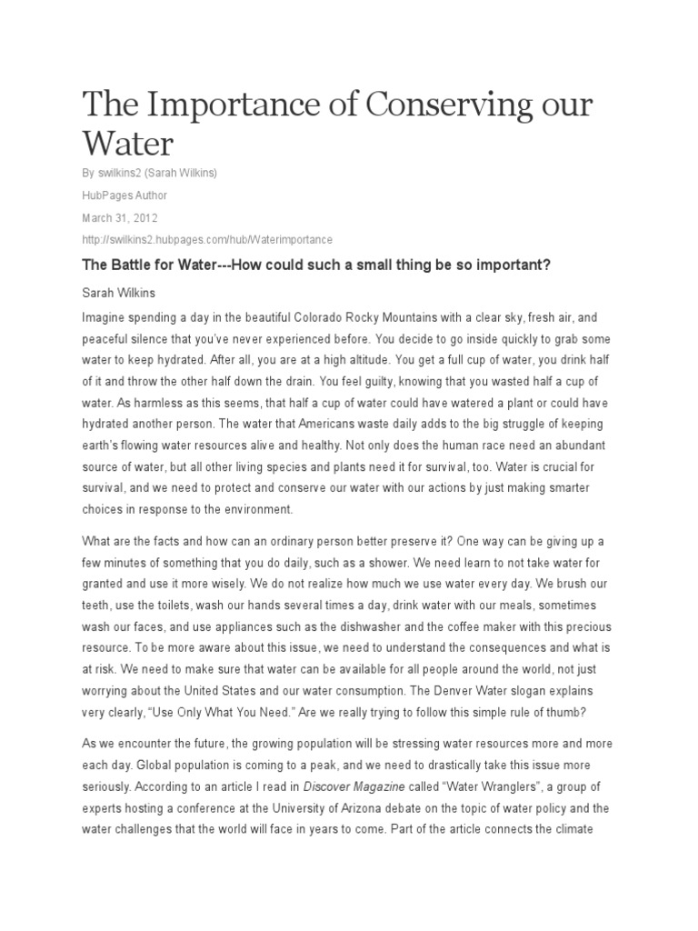 Conserving Water for Future Generations | PDF | Water Resources | Water ...