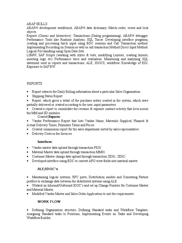 Abap Skills | PDF | Information Technology Management | Computing