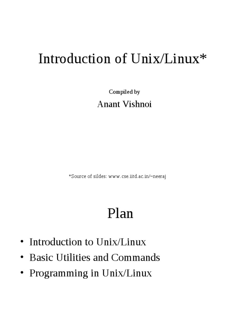 Introduction of Unix/Linux : Anant Vishnoi | PDF | Command Line Interface | Unix