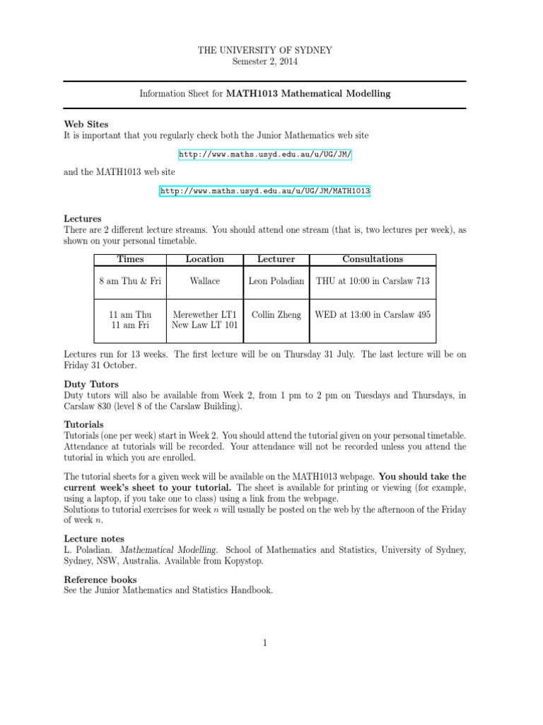 Linear Algebra (MATH1013) Information Sheet | PDF | Recurrence Relation ...