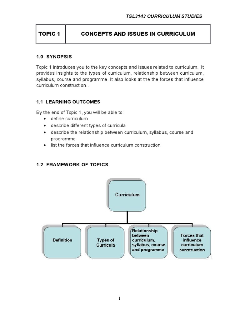 Concepts and Issues in Curriculum Studies | PDF