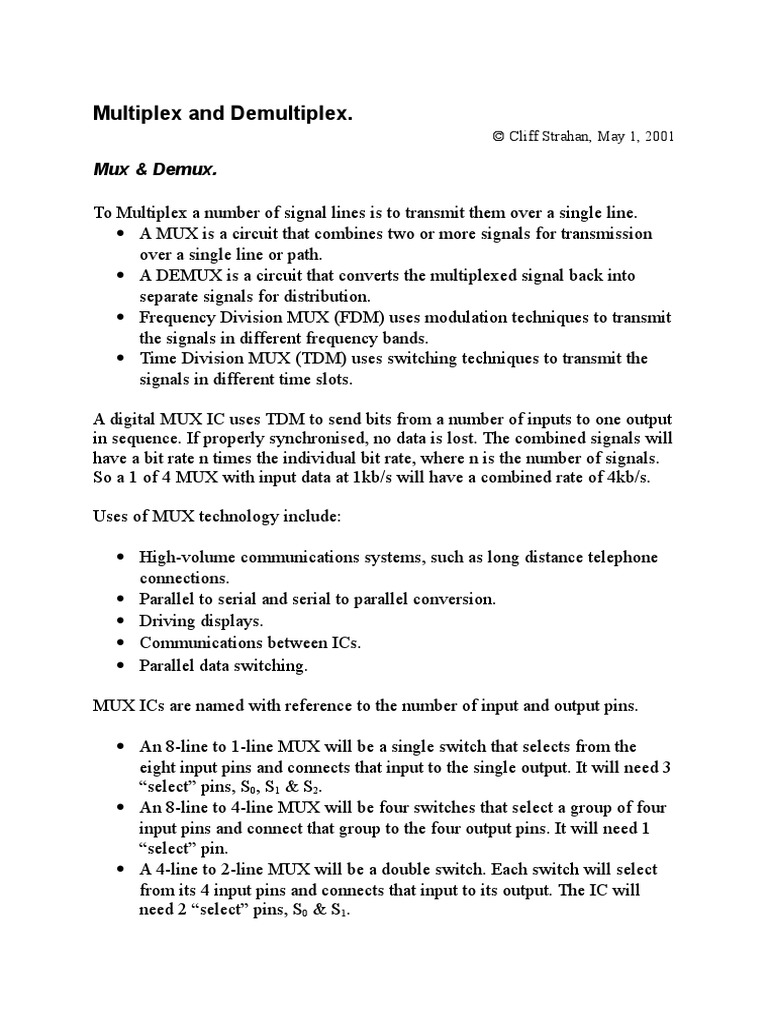 Multiplex and Demultiplex | PDF
