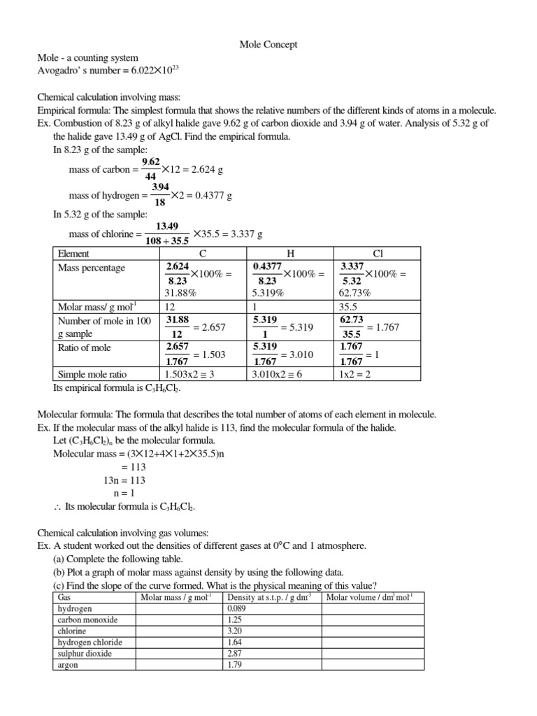 Mole Concept Mole - A Counting System | Mole (Unit) | Gases